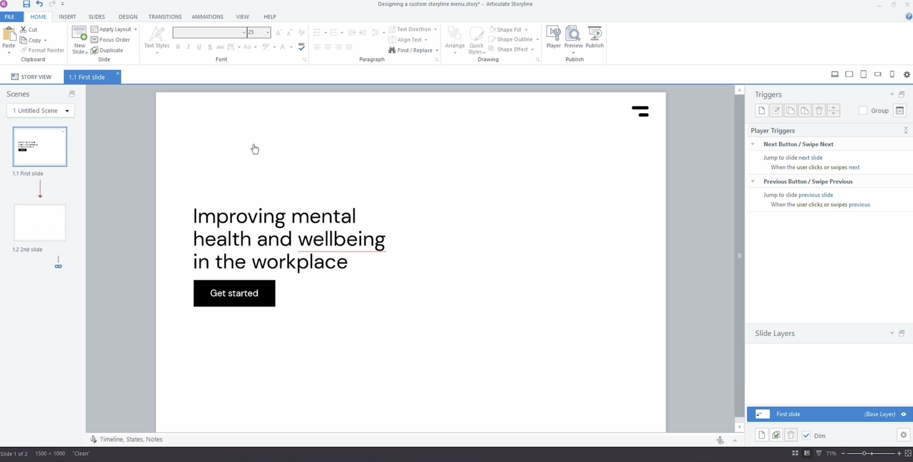 Build a custom dropdown menu in Storyline