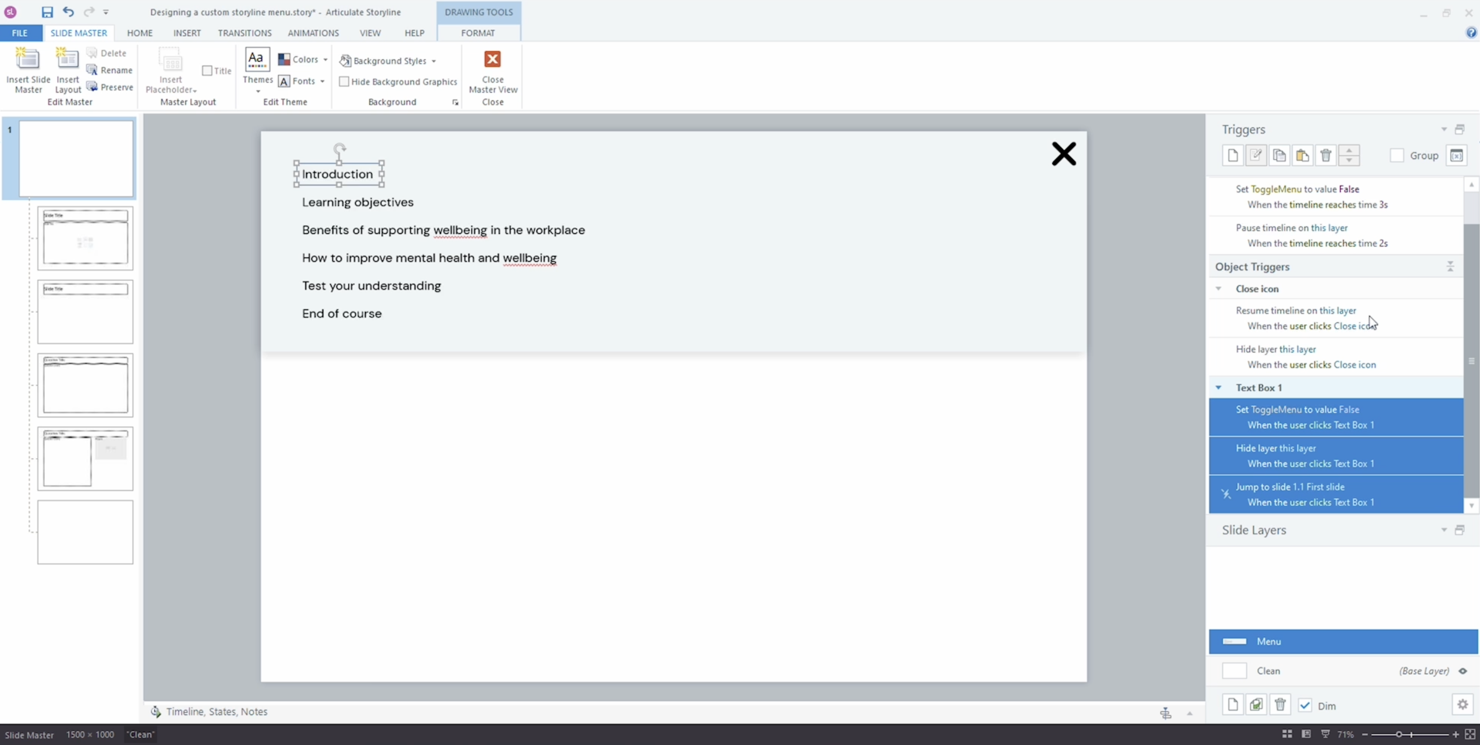Build a custom dropdown menu in Storyline