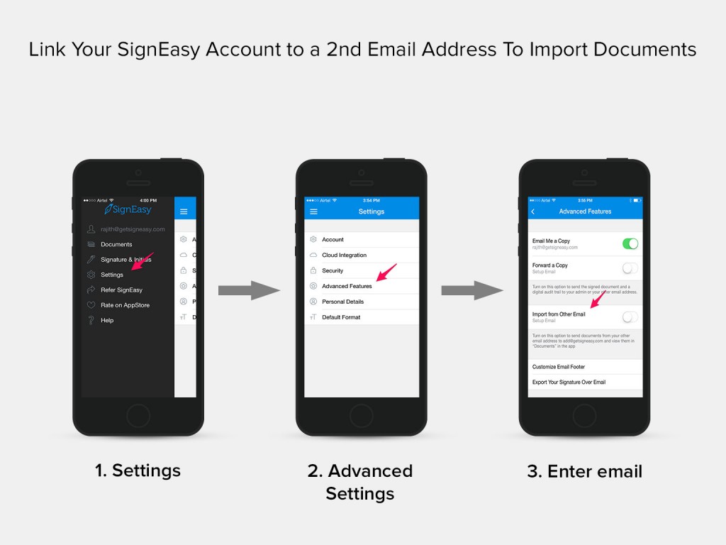 Feature Tutorial: Use An Alternate Email For Importing Documents | Signeasy