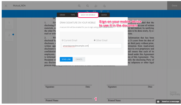 Signature Options on Signeasy for Web | Signeasy