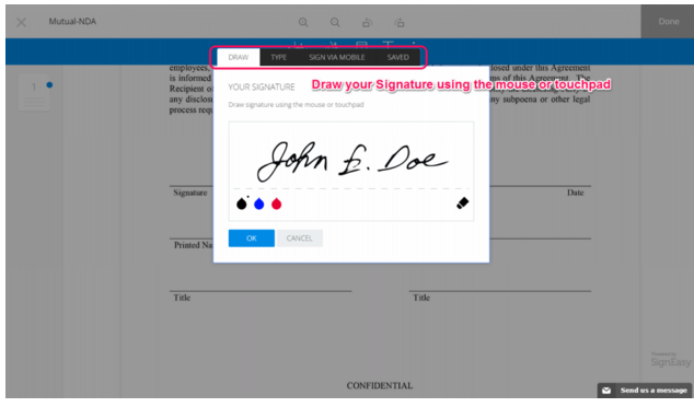 Signature Options on Signeasy for Web | Signeasy