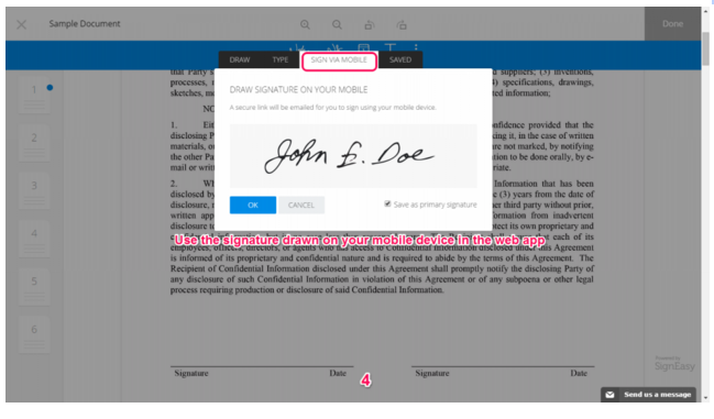 Signature Options on Signeasy for Web | Signeasy