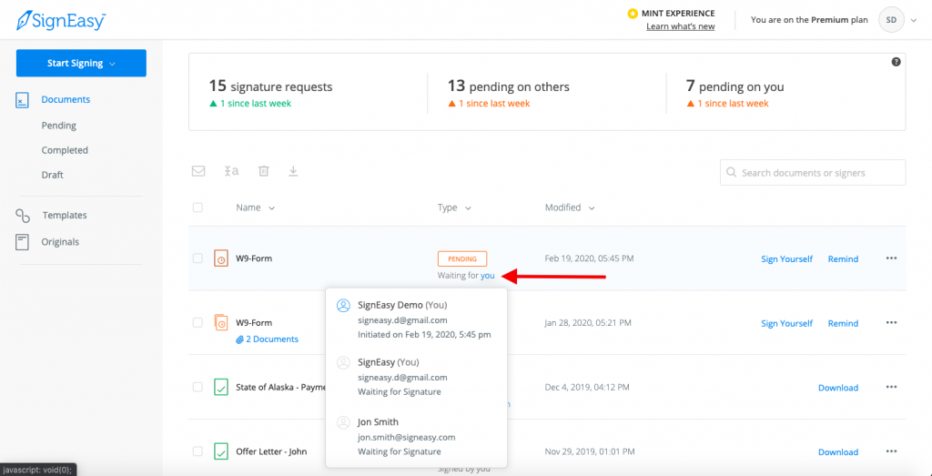 Get to Know the Request Signature Feature | Signeasy