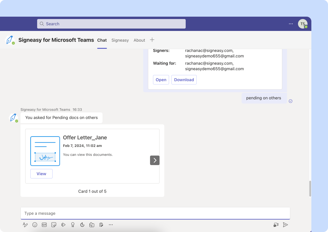 Microsoft Teams Integration | Signeasy