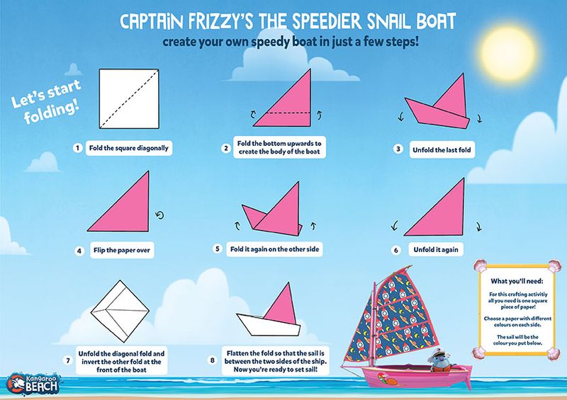 Kangaroo Beach Activity Sheets: Frizzy's Origami Boat