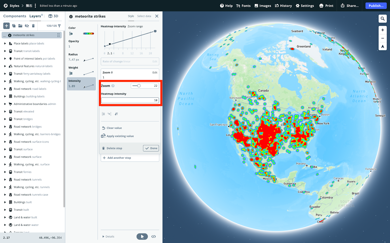 【チュートリアル】Mapbox Studioで隕石落下地点のヒートマップを作成してみる｜地図デザインの基礎｜ブログ｜Mapbox Japan
