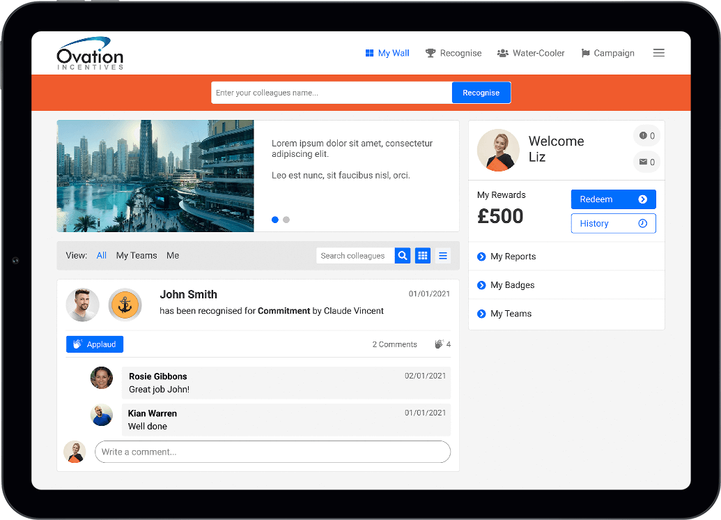 encore® - a social recognition platform | Ovation Incentives
