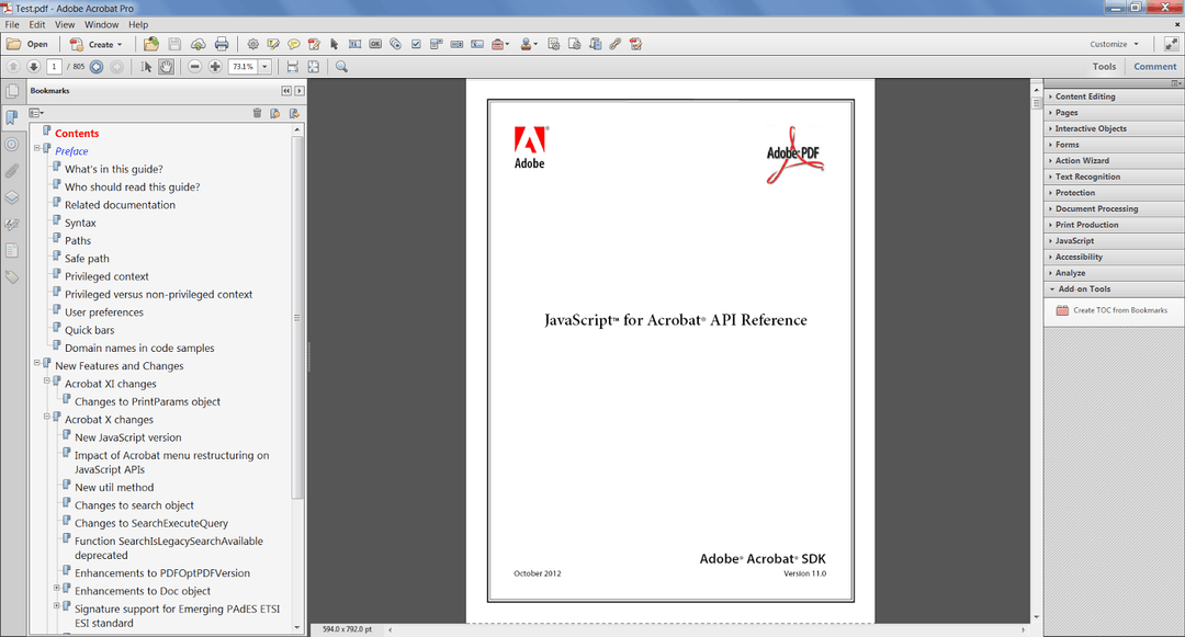 Acrobat — Create a Table of Contents (TOC) in a PDF file from bookmarks | Try67 | Custom PDF tools