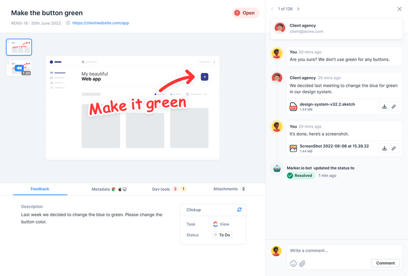 #1 Integration for ClickUp Bug Tracking | Marker.io