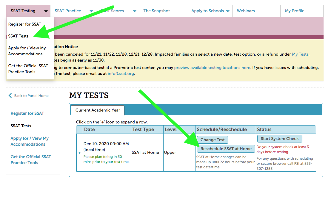 How to Reschedule or Cancel the SSAT at Home | SSAT Help