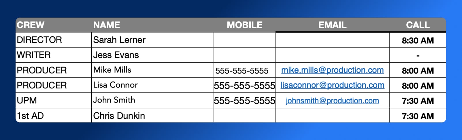Crafting the Call Sheet: A Producer’s Guide w/ Free Call Sheet Template ...