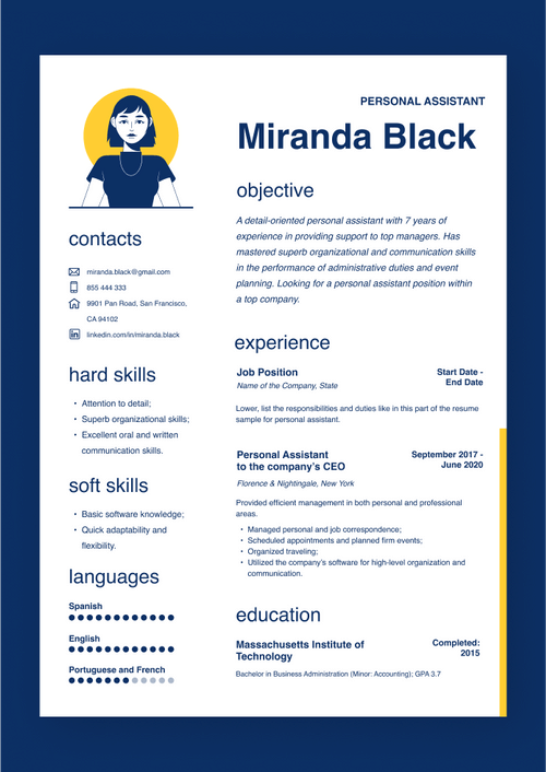 Resume Sample For a Personal Assistant and Tips On Writing It | SkillHub