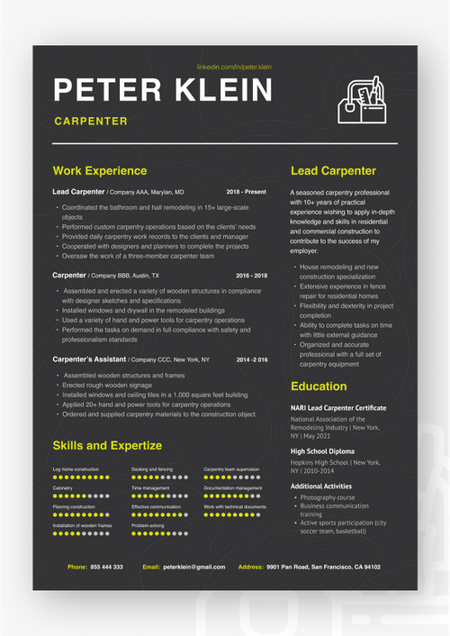 Carpenter Resume Tips and Guidelines to Help You Win a Job