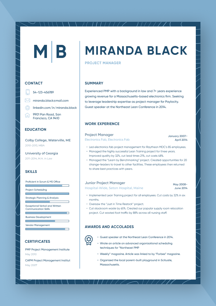 Project Manager Resume Sample and Tips | SkillHub