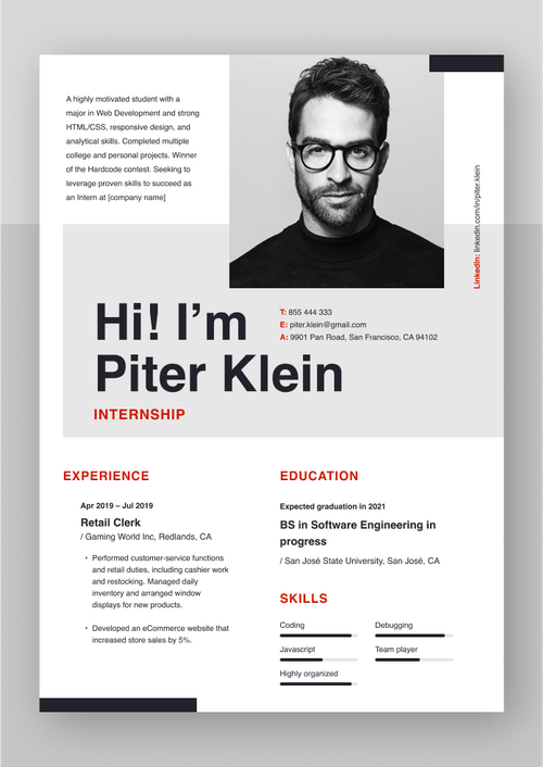 Internship Resume Sample and Tips | SkillHub