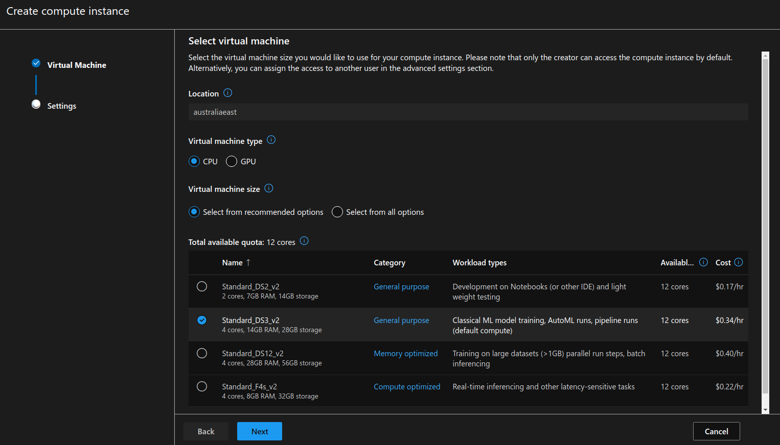 Guide to choosing an Compute option in Azure Machine Learning service
