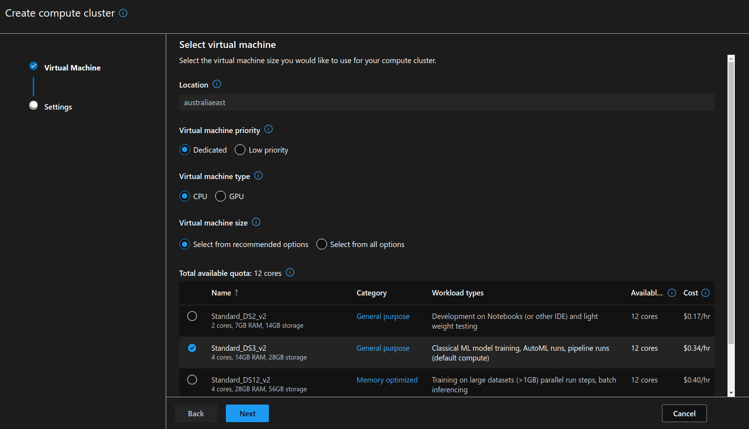 Guide to choosing an Compute option in Azure Machine Learning service