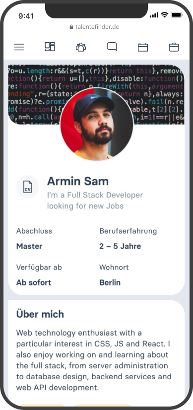 Recruiting App - Find digital talents - talentefinder