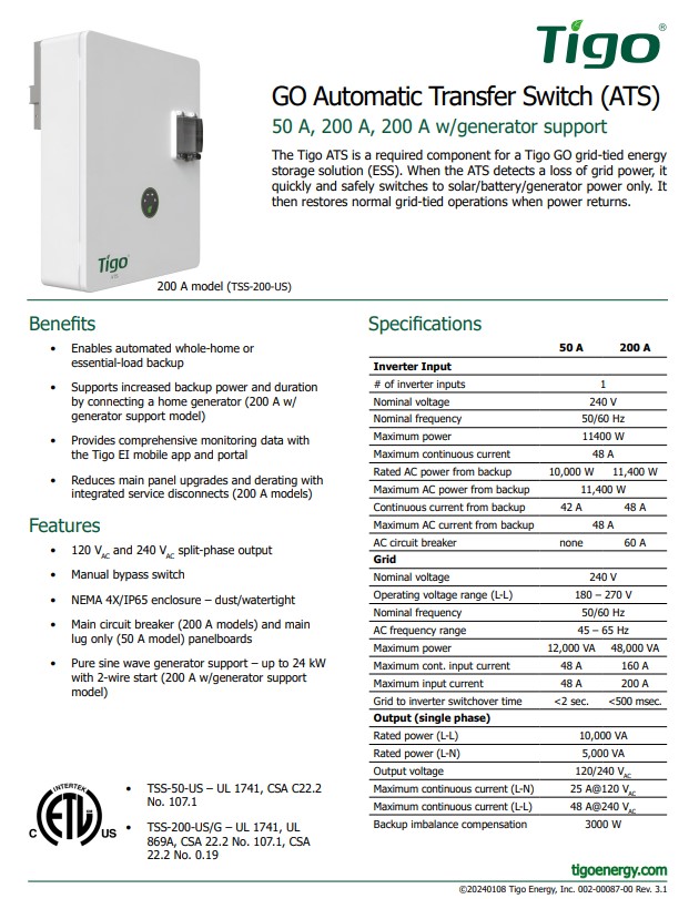 Datasheet: Tigo Automatic Transfer Switch (ATS) (US) | Tigo Energy ...