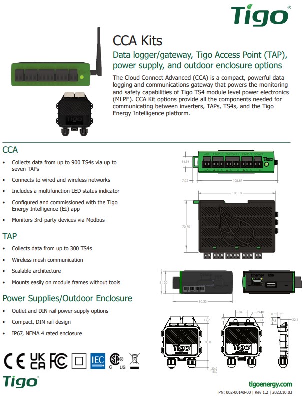 Datasheet: Cloud Connect Advanced (CCA) and Accessories Kit | Tigo ...