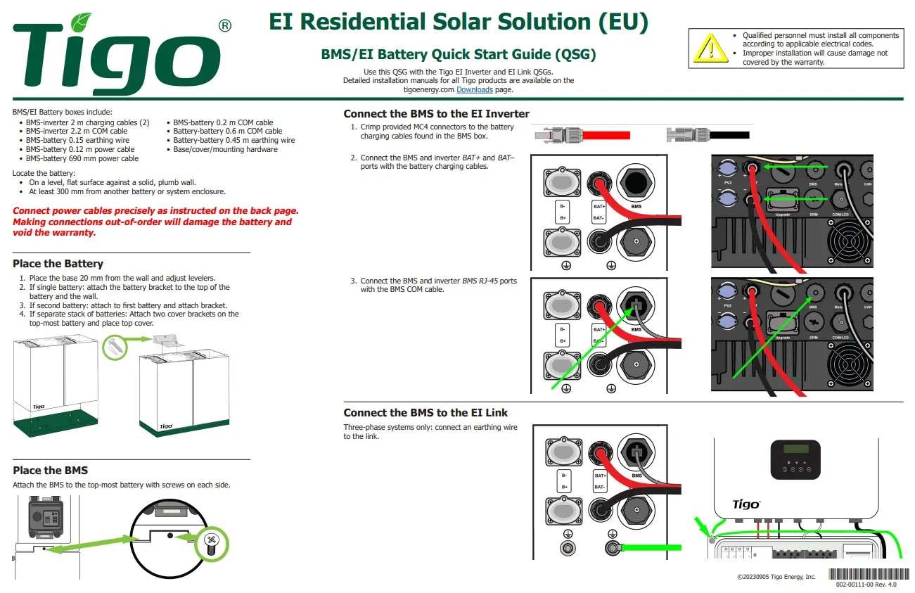 Quick Start Guide: EI Battery (EU) | Tigo Energy Downloads