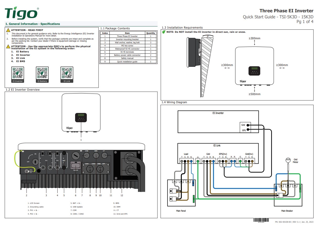 Quick Start Guide: EI Inverter Three Phase (EU) | Tigo Energy Downloads