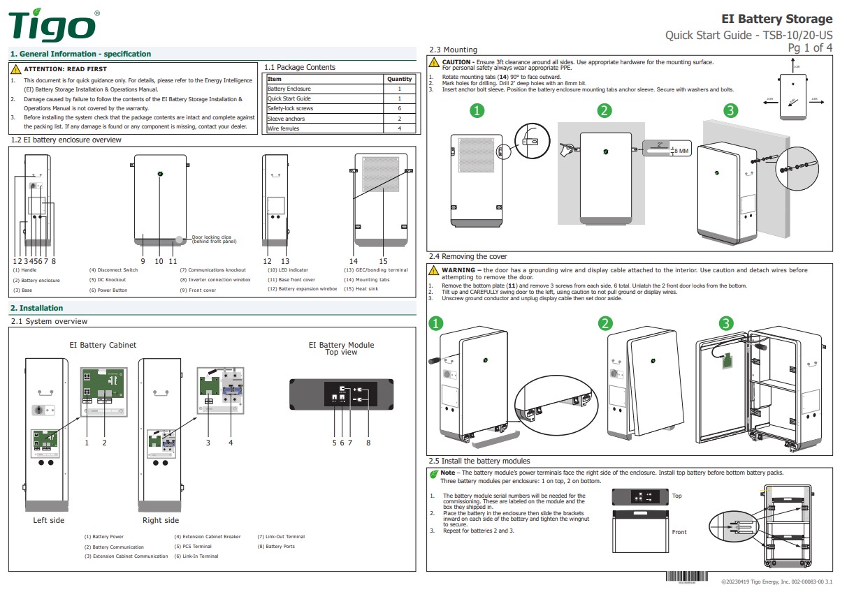 Quick Start Guide: Tigo EI Battery (US) | Tigo Energy Downloads