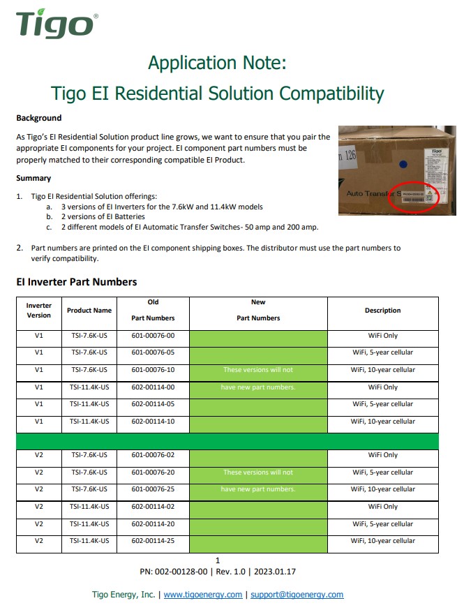 Application Note: EI Residential (US) Compatibility | Tigo Energy Downloads