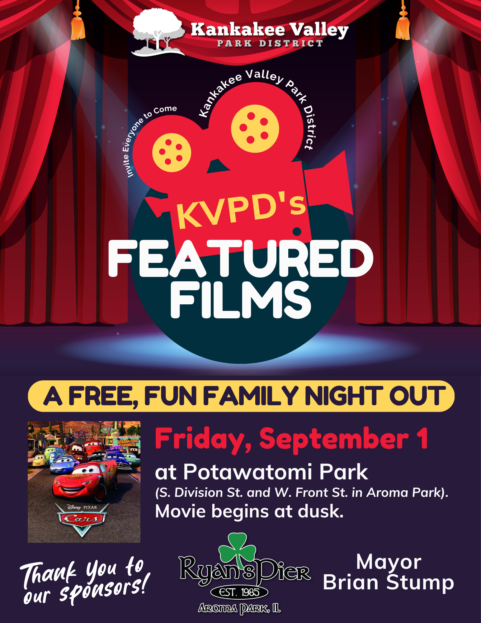 KVPD's Featured Films: Cars - Sep 01, 2023 | Kankakee Valley Park ...