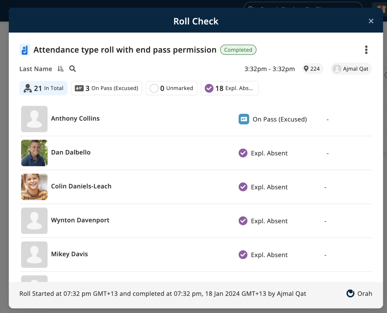 Class Attendance Rolls | Orah