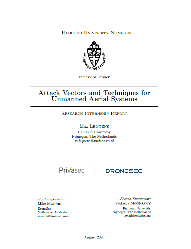 Attack Vectors and Techniques for Unmanned Aerial Systems - DroneSec