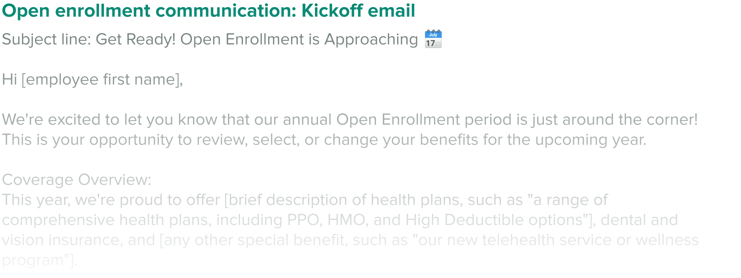 Open enrollment communication: Comprehensive email library for HR ...