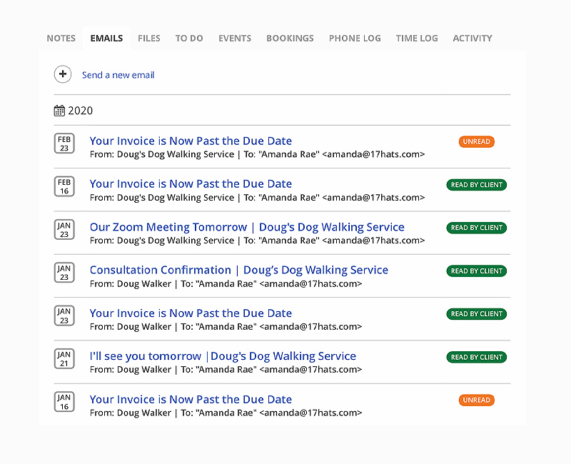 17hats – Incoming Emails Feature