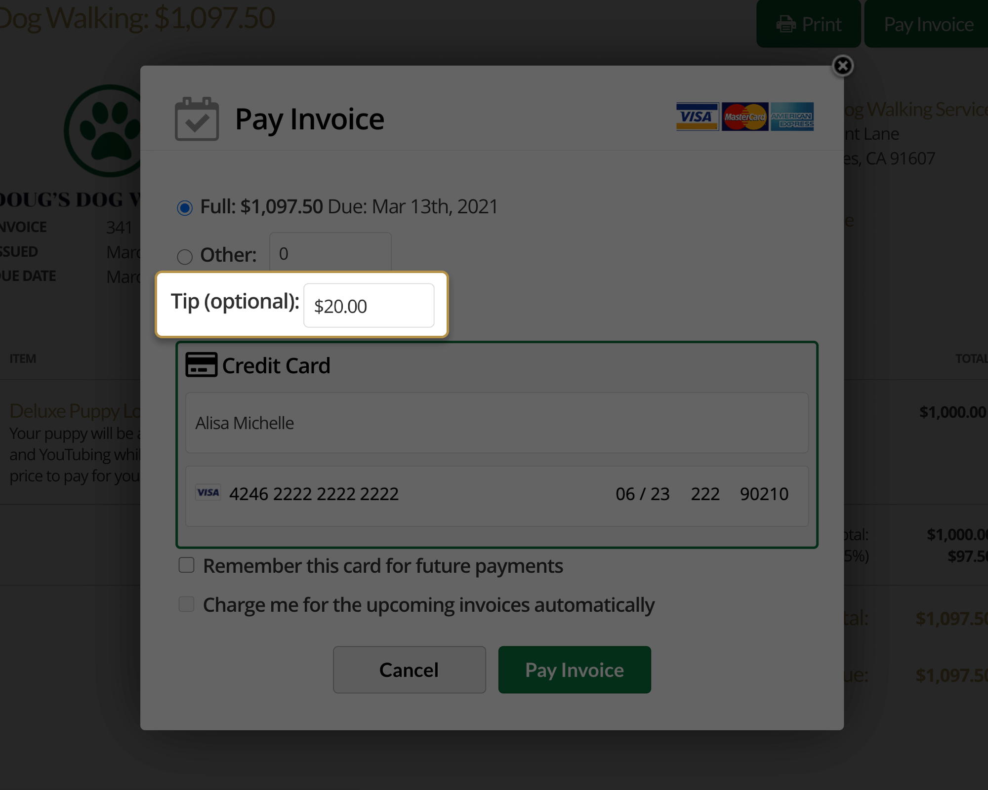 17hats – Tipping Feature