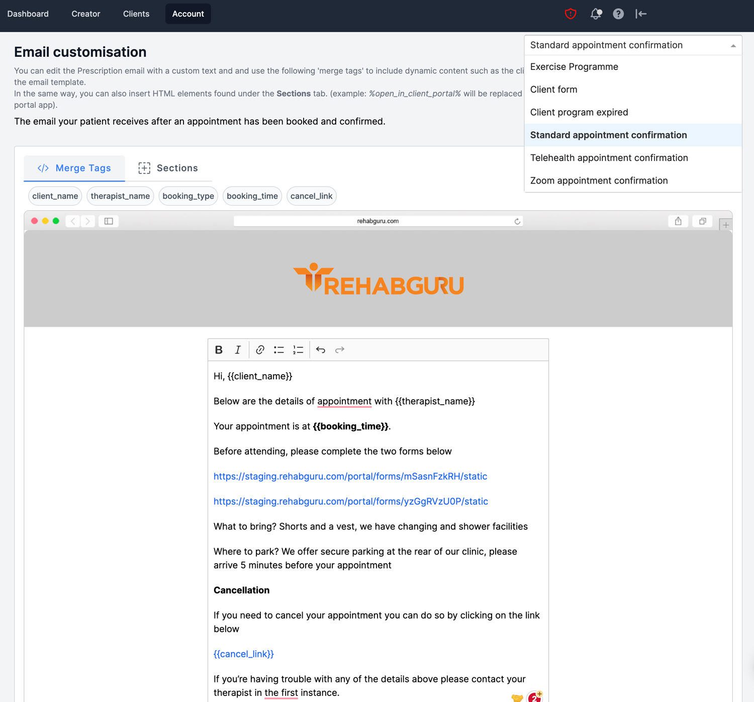 Rehab Guru | Announcing Custom Emails