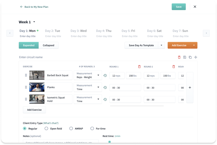 Beautiful Fitness Program Building Software
