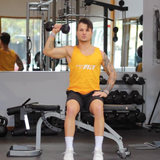 Dumbbell Seated One Arm Shoulder Press | WeStrive Exercise Database