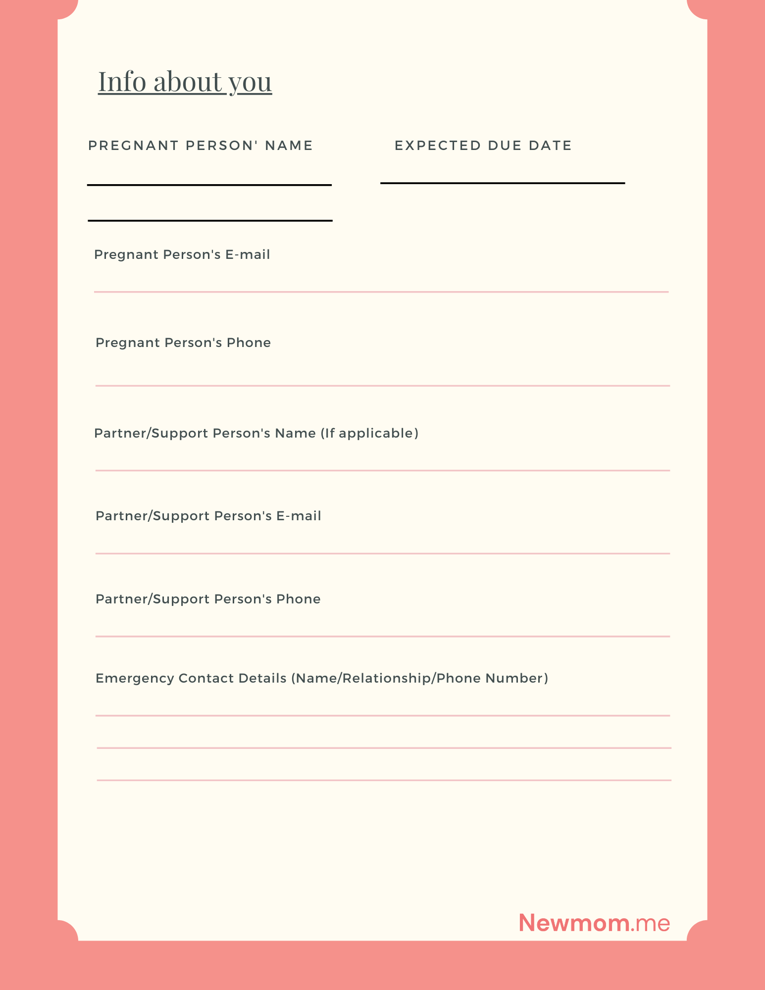 Editable Doula/NCS Client Intake Forms • Newmom.me