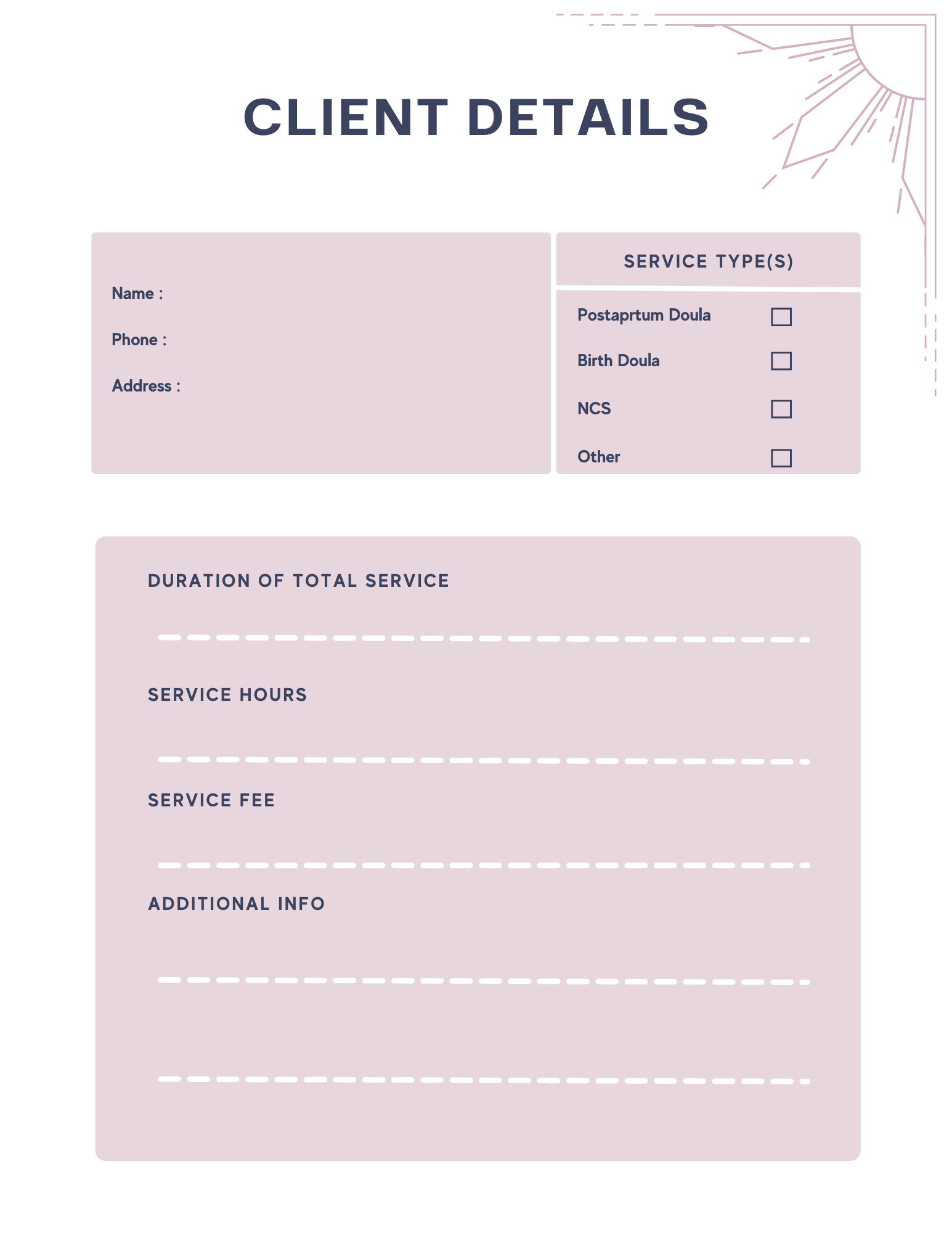 Editable Doula/NCS Client Intake Forms • Newmom.me