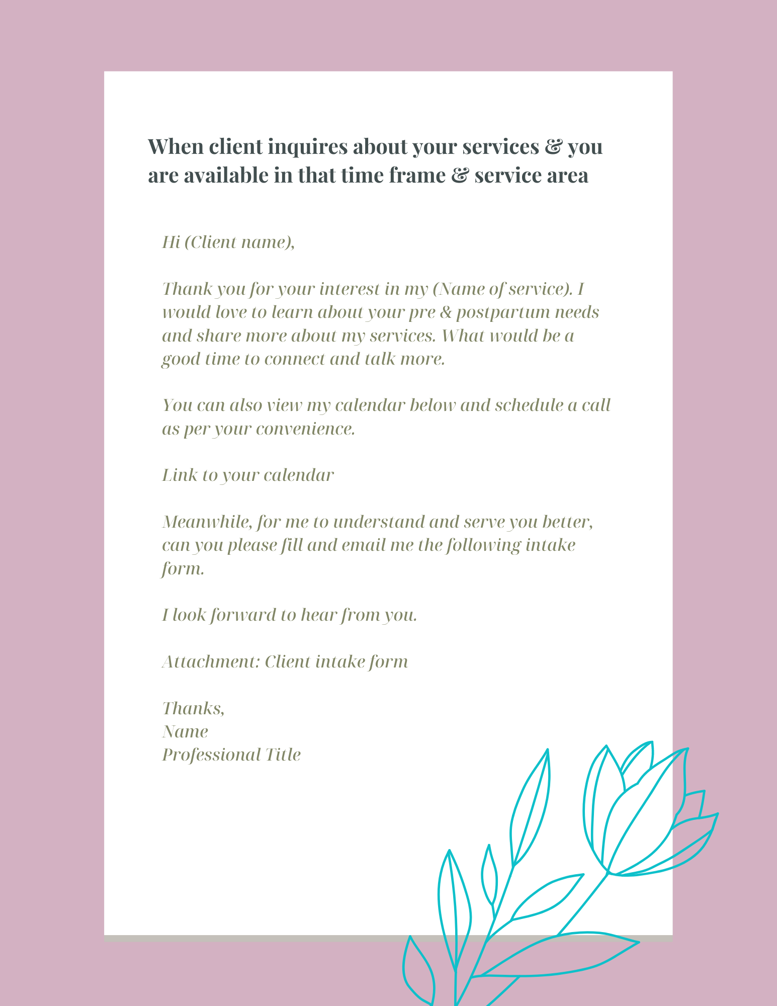 Editable Doula/NCS Client Intake Forms • Newmom.me