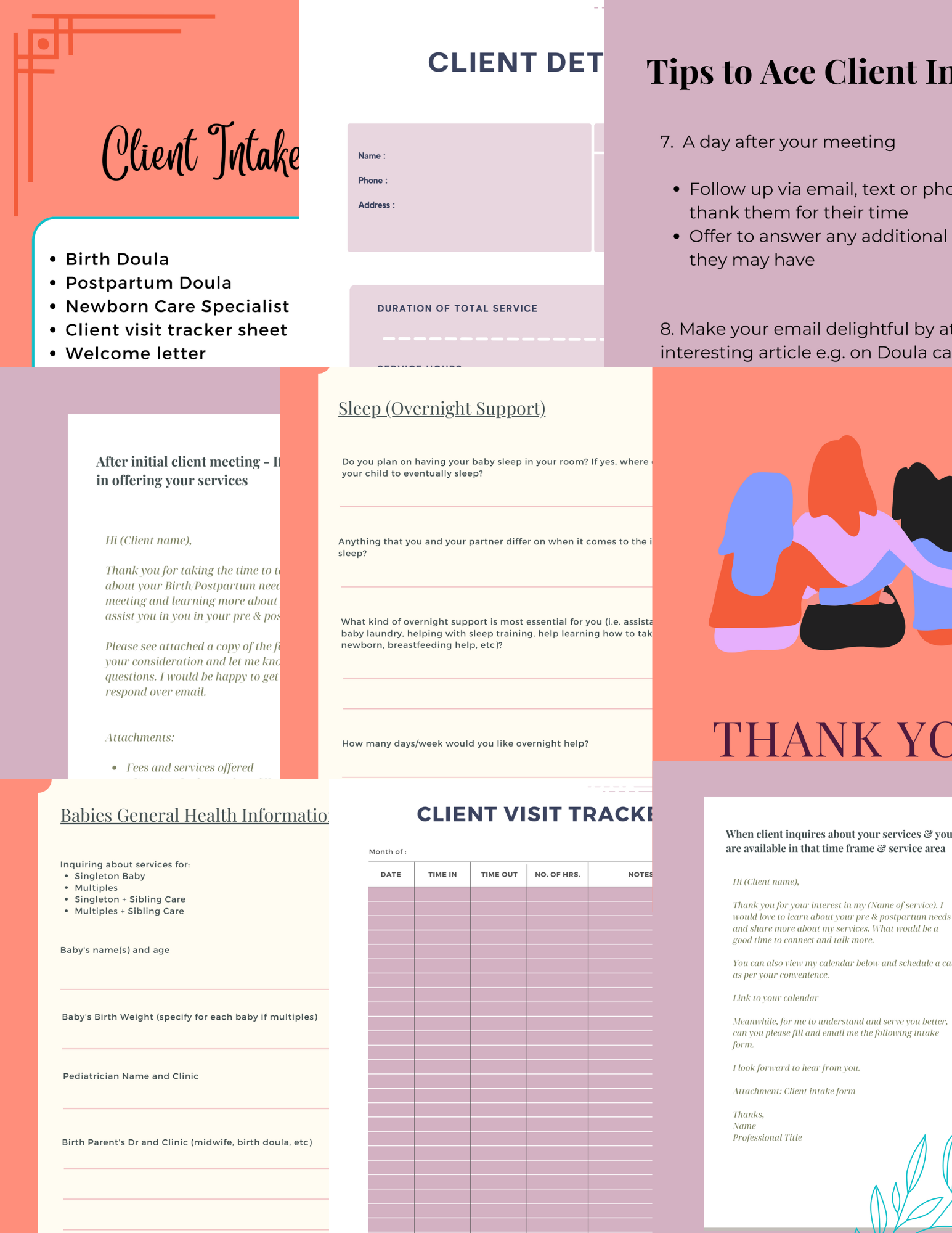 Editable Doula/NCS Client Intake Forms • Newmom.me