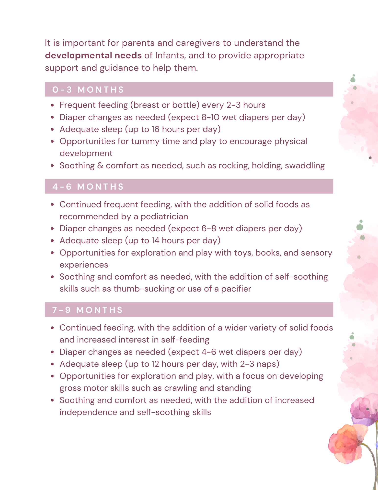 Editable Infants Milestones & Developmental Needs Printable Flyers ...