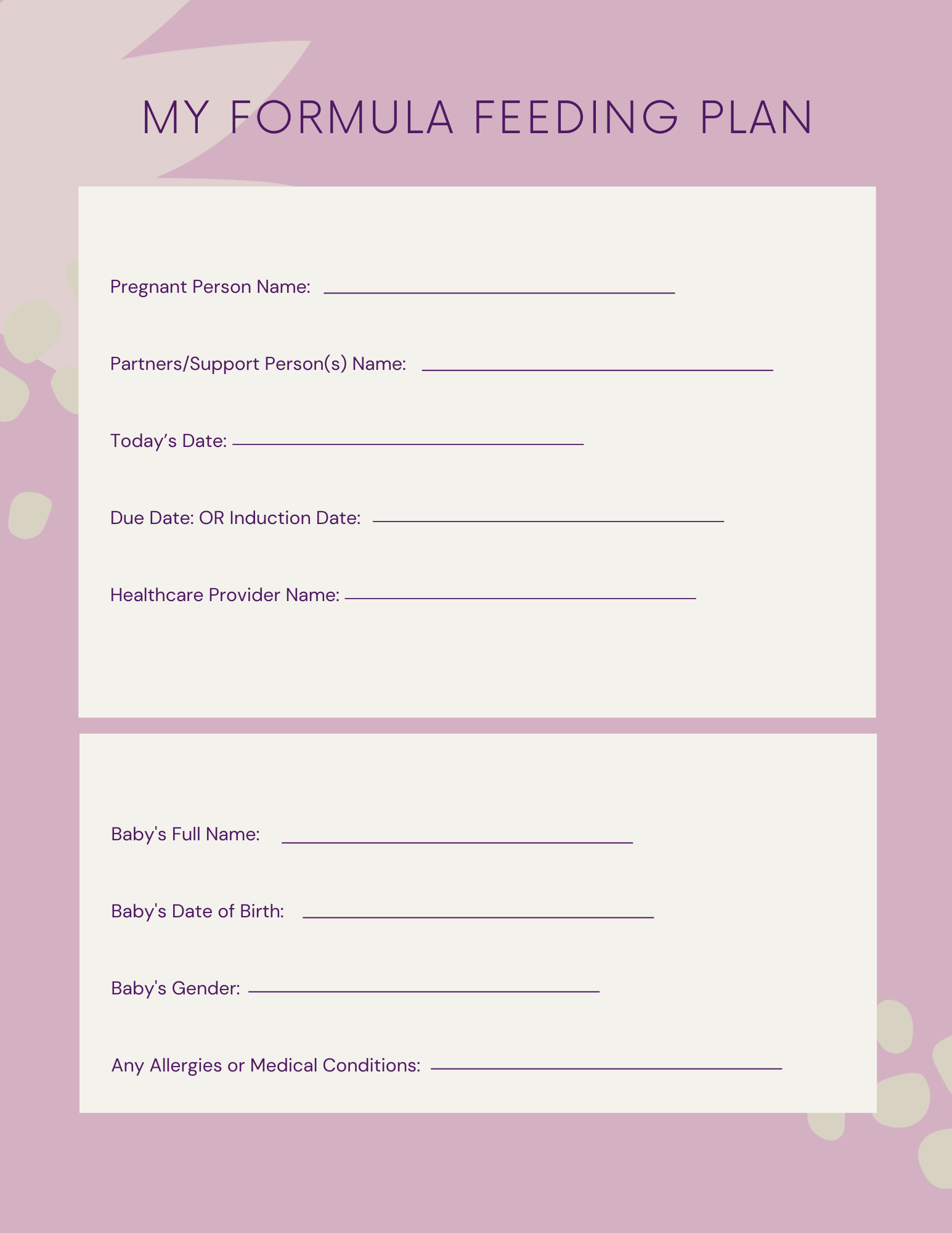 Editable Sample Formula Feeding Plan Template • Newmom.me