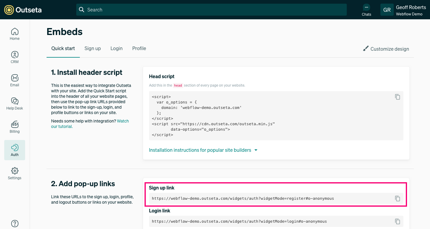 Webflow membership website | Outseta