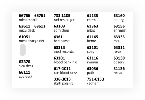 High Data Density Hospital Phone Cards (Print Design) | Gregory Schmidt MD