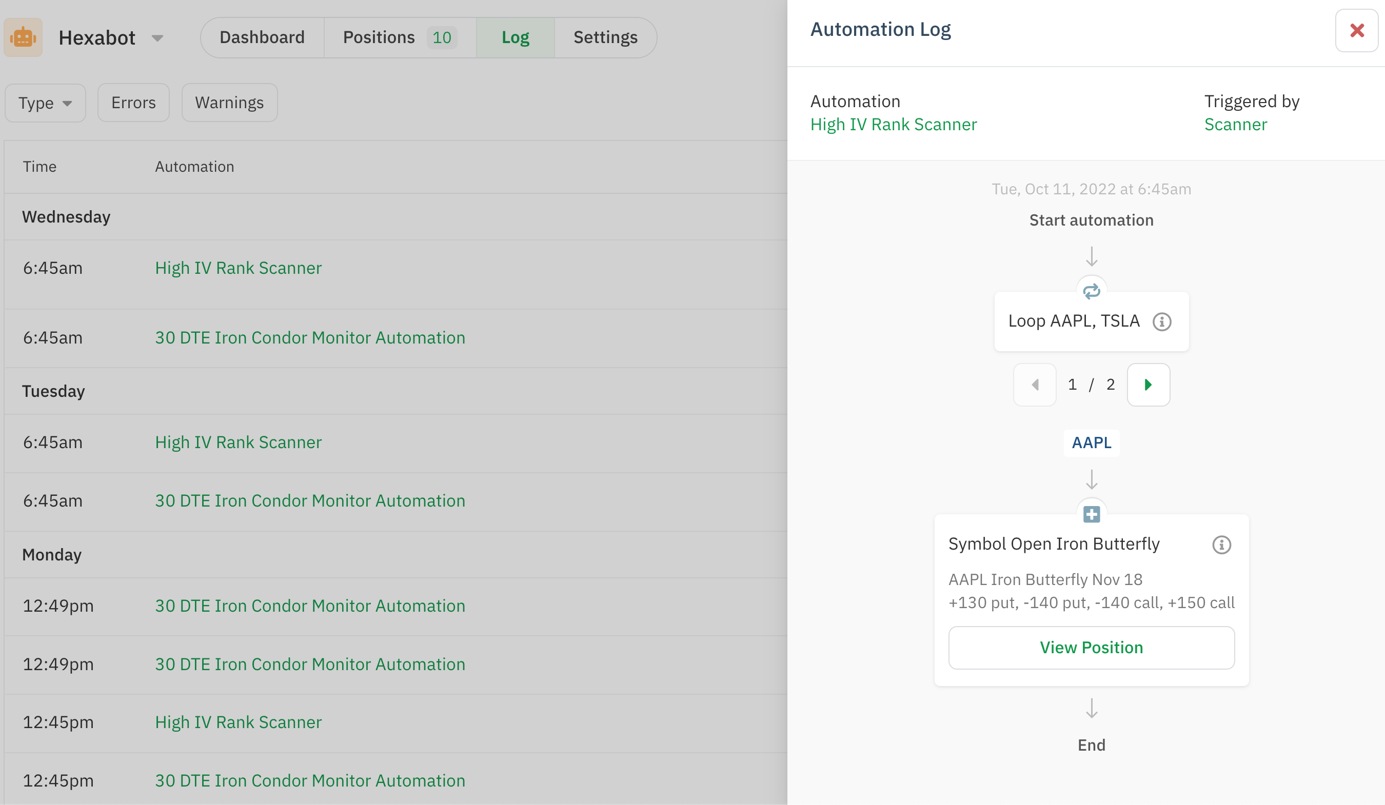 Bot Log "Highlights" & Position Quicklinks | Option Alpha