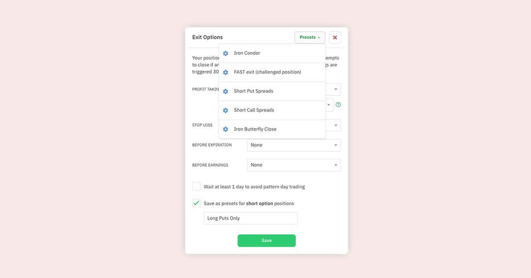 Exit Options "Presets" | Option Alpha