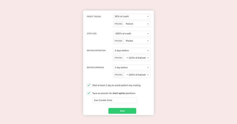 Custom SmartPricing Exit Options | Option Alpha
