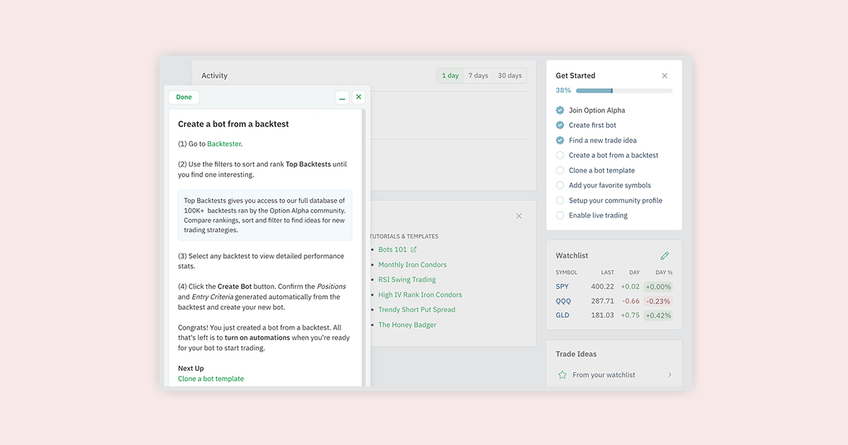 In-App Help Docs | Option Alpha
