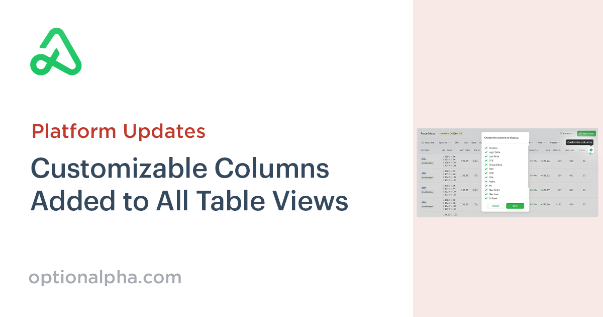 Customize Columns For Bot & Position Table Views